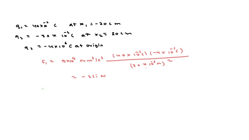 SOLVED: 'Problem 1 A particle (charge +40 /C) is located on the axis at the point x -20 cm, and ...