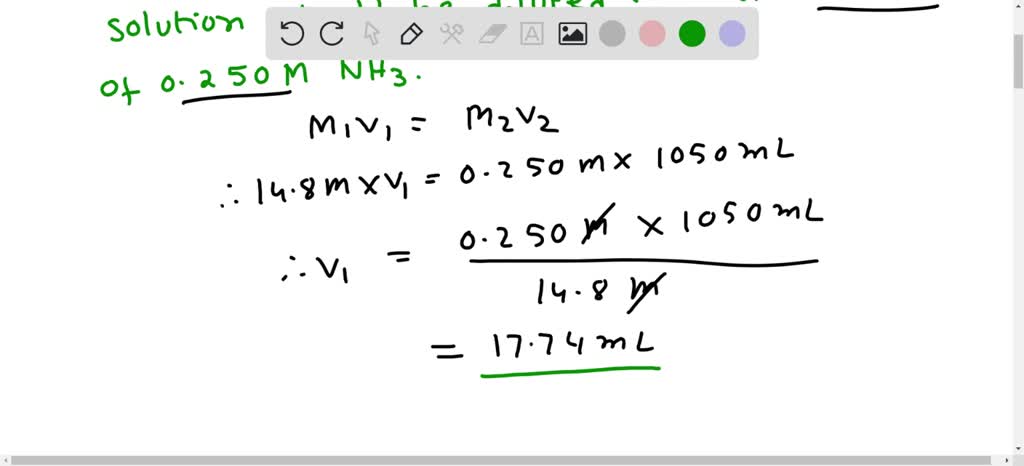SOLVED: You have a stock solution of 14.8 M NH3. How many milliliters of this solution should ...