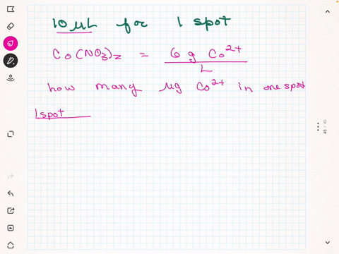 In this experiment it takes about 10 microliters of solution...