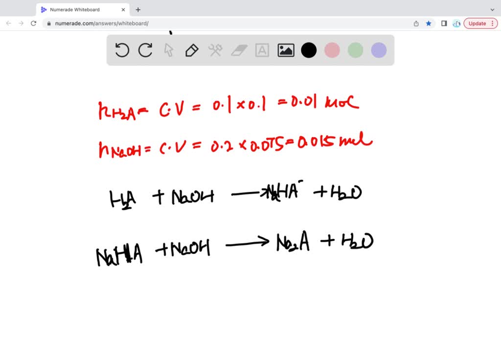 Consider the titration of 100.0 mL of 0.10 M H2A (K = 1.50