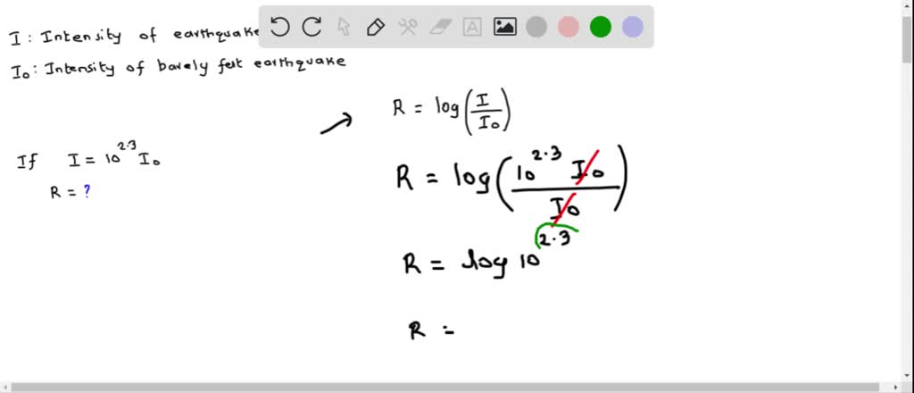 SOLVED: R = log is the formula that gives the Richter magnitude of an ...