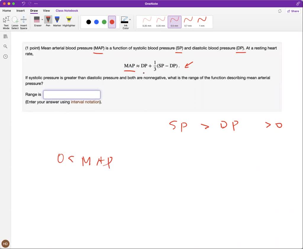 SOLVED: point) Mean arterial blood pressure (MAP) is a function of ...