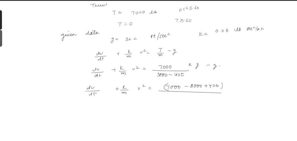 SOLVED: A small rocket with an initial weight of 3000 lb, including ...
