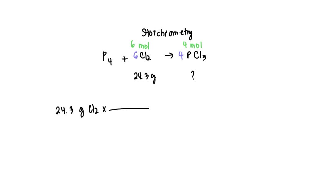 SOLVED: phosphorus (P4)(s)+ chlorine (g) → phosphorus trichloride (l ...