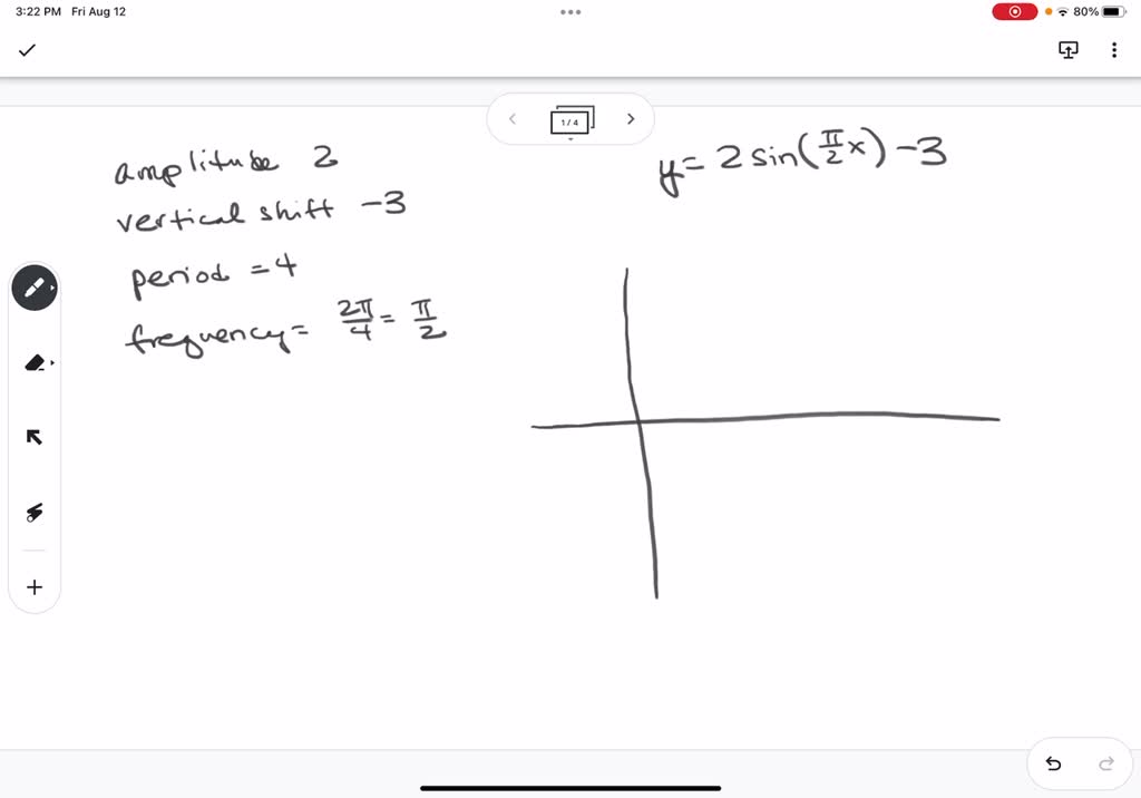 SOLVED: The graph of a sine function has an amplitude of 2, a vertical ...