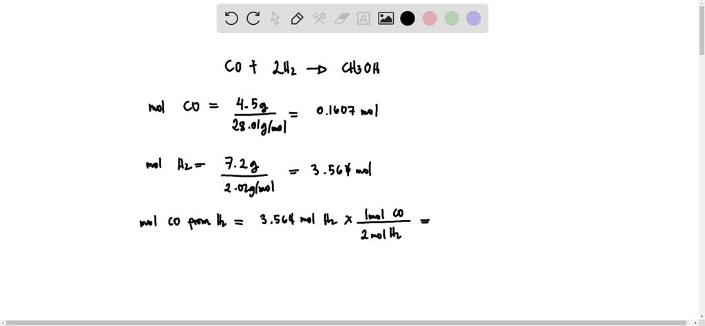 Methanol, CH3OH, is produced from the reaction of carbon monoxide and ...