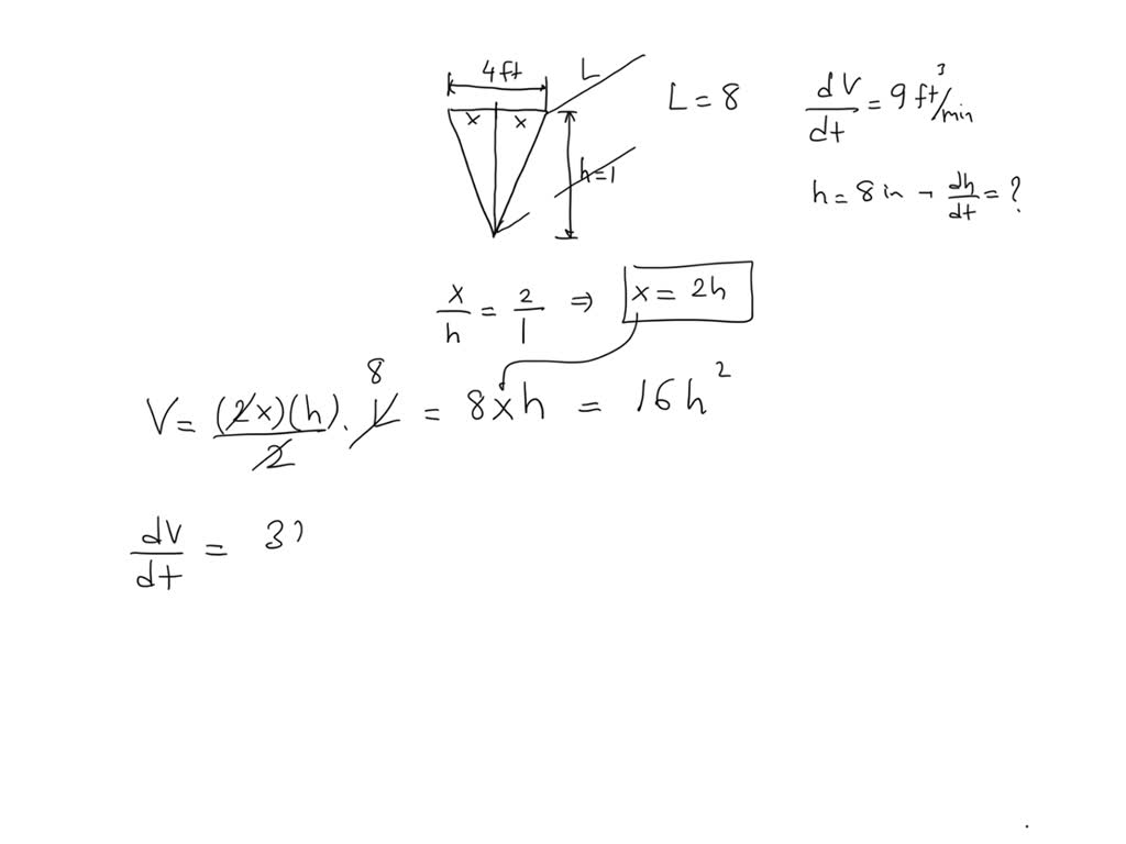 SOLVED: A trough is 8 ft long and its ends have the shape of isosceles ...