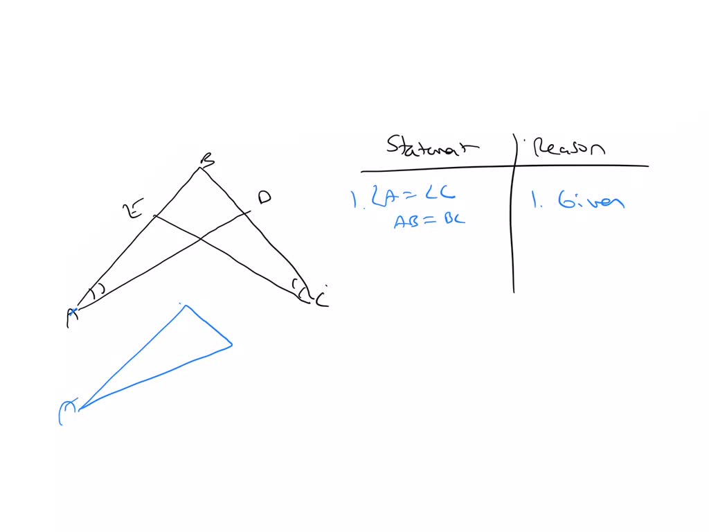 SOLVED: In the following figure, angle A = angle C and AB = BC. Prove ...