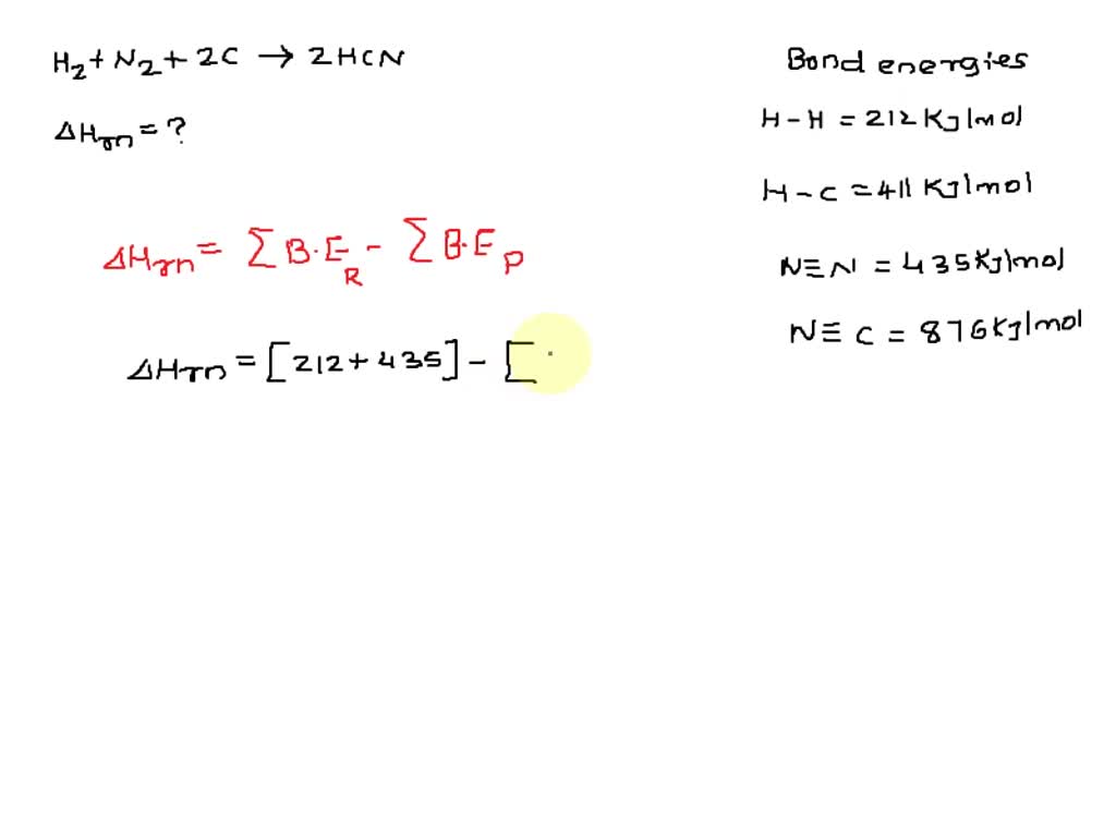 SOLVED: 1) Based on the bond energies for the reaction below, what is ...