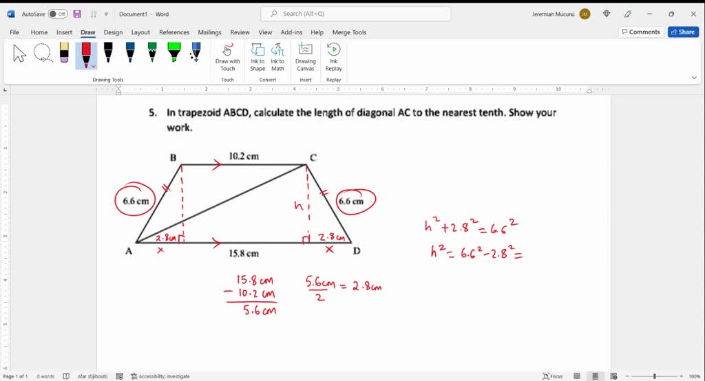 SOLVED: I'm stuck, please help me step by step. In trapezoid ABCD ...