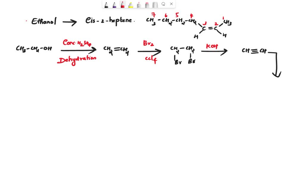 Solved Devise A Synthesis Of Cis 2 Heptene Starting From Ethanol As