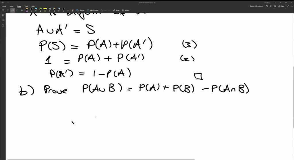 SOLVED: Prove the following using the axioms and properties of probability: a. For any event A ...