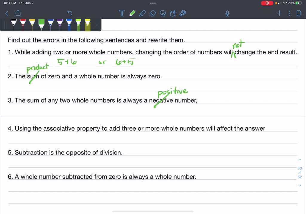 SOLVED: 1. While adding two or more whole numbers, changing the order ...