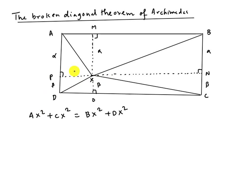 SOLVED: 'Problem 13. The 'Broken Diagonal" Theorem of Archimedes. Given ...