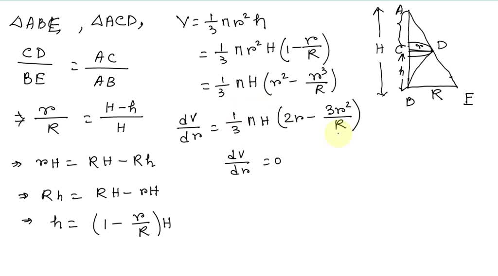 SOLVED: The figure shows two right circular cones, one upside down ...