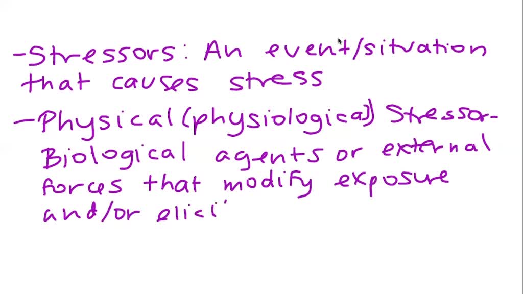 SOLVED: Give examples of each of the four types of stressors that are ...