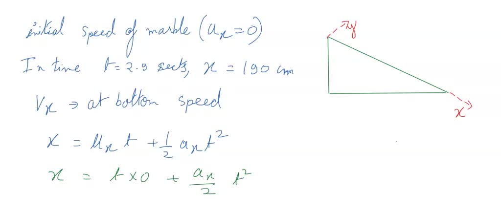 SOLVED: A student releases a marble from the top of a 190 cm ramp. The ...