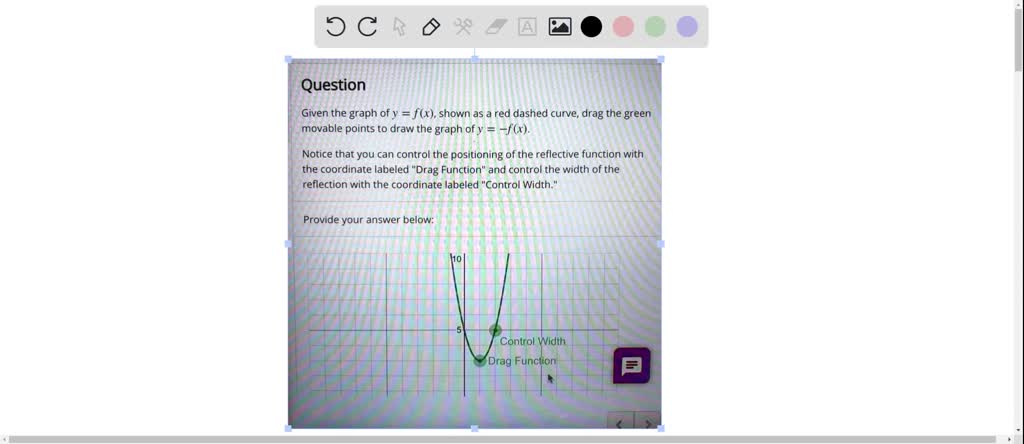 SOLVED: Question Given the graph ofy = f(x), shown a5 a red dashed curve; drag the green movable ...