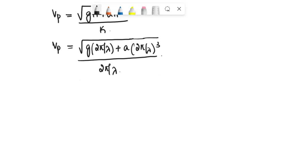 SOLVED: The dispersion relation for deep water waves is given by w^2 = gk + ak', where g and a ...