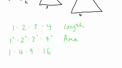 The diagram shows four equilateral triangles with sides of...