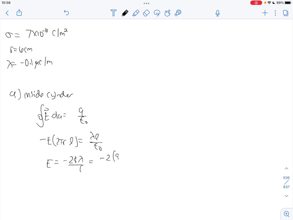 SOLVED: A cylinder of radius 6 cm carries a uniform surface charge ...
