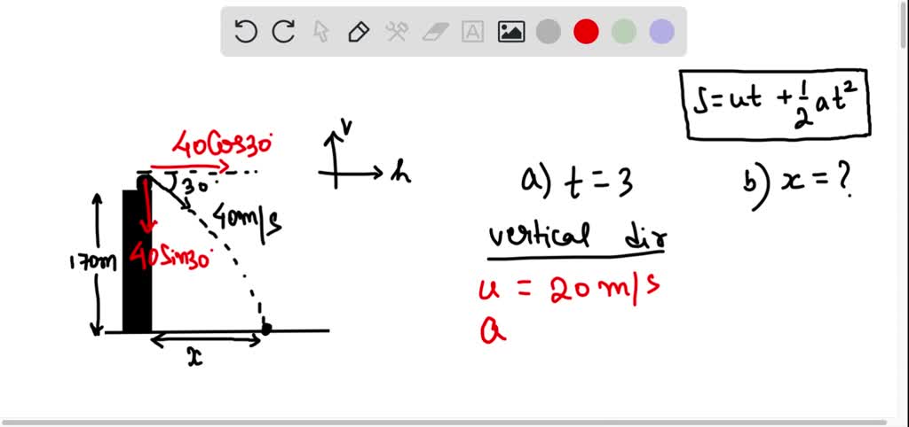 SOLVED: A body is projected downward at an angle of 30 degrees with the ...