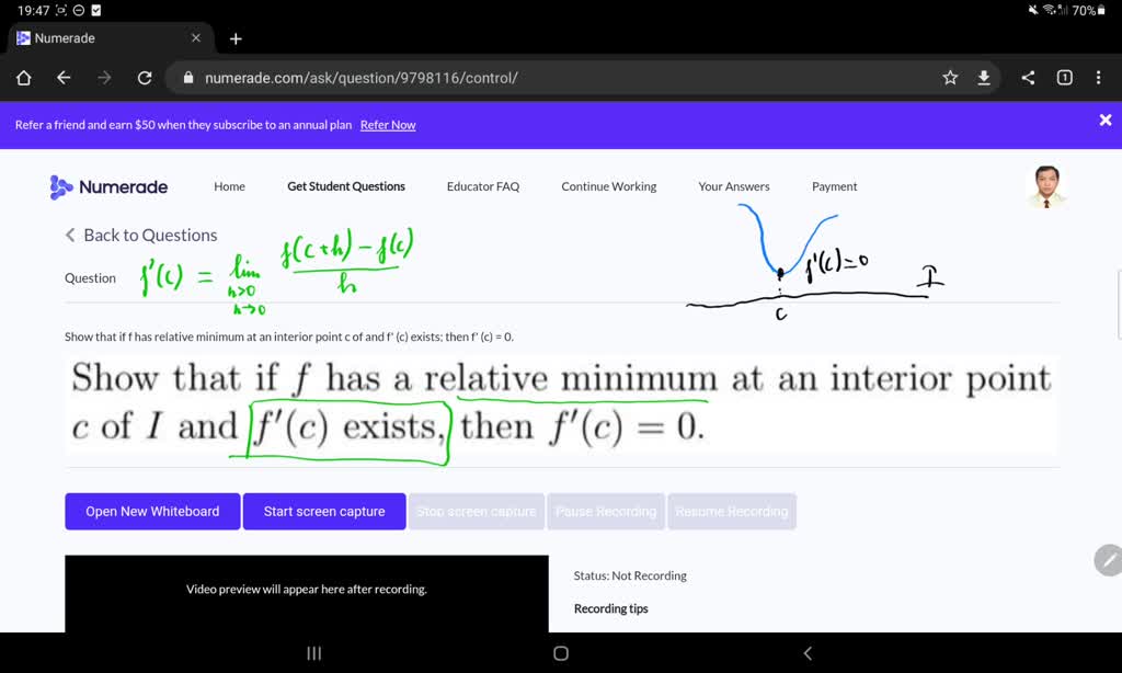 prove that a quasiconcave function cannot have a strict interior minimum