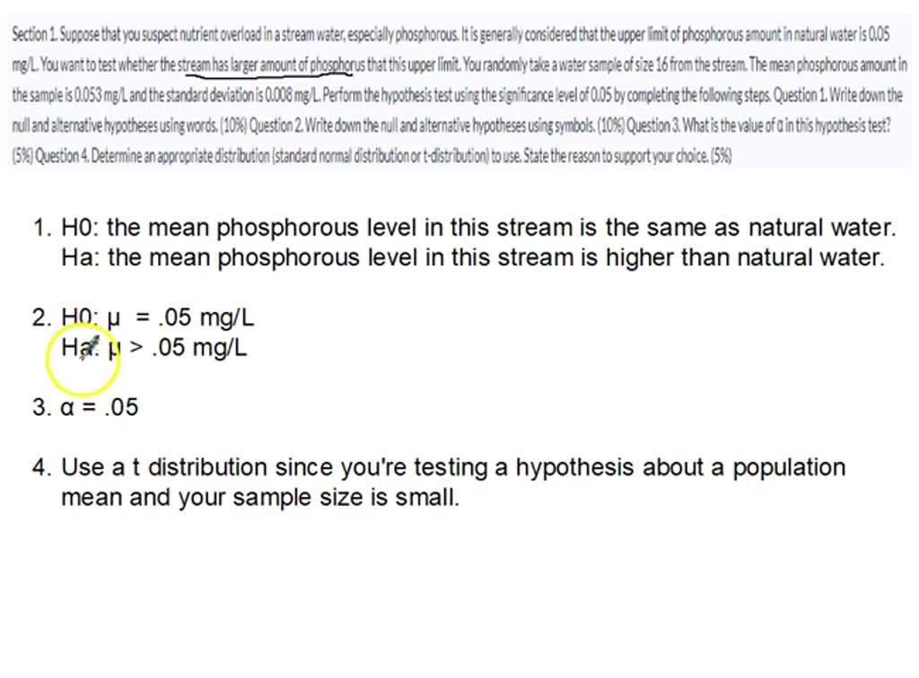 Solved Section 1 Suppose That You Suspect Nutrient Overload In A