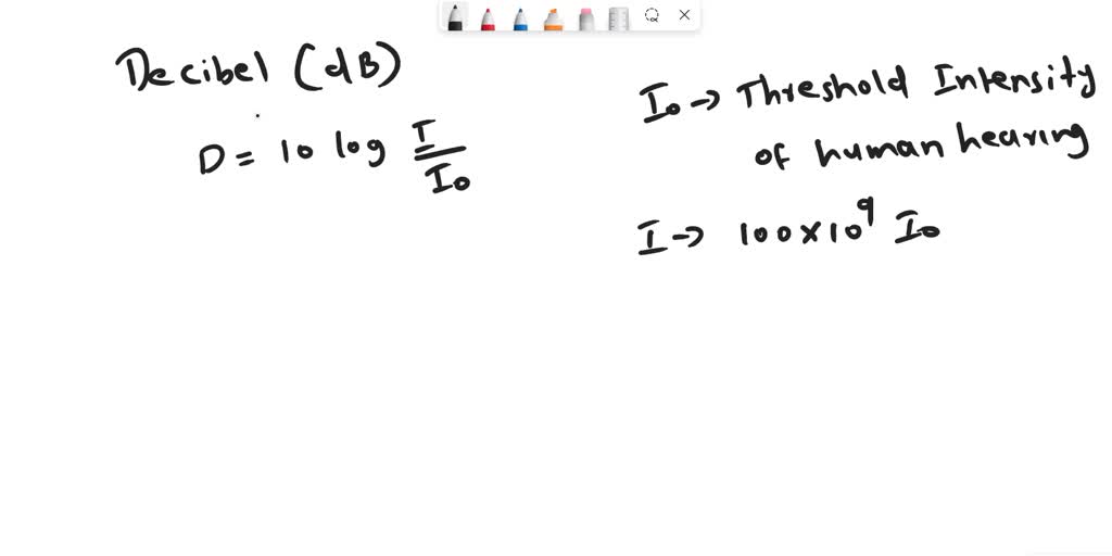 SOLVED: The intensity of sound is measured on the decibel scale, dB. The equation dB=10logI ...
