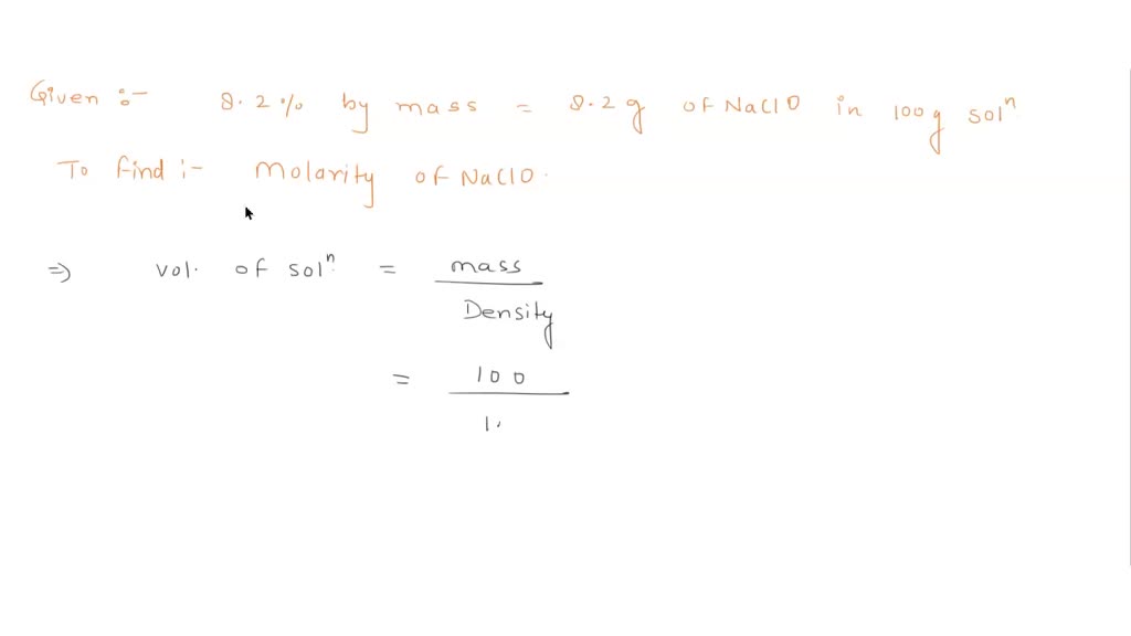 SOLVED: If sodium hypochlorite, NaClO, reacts with water what will be ...