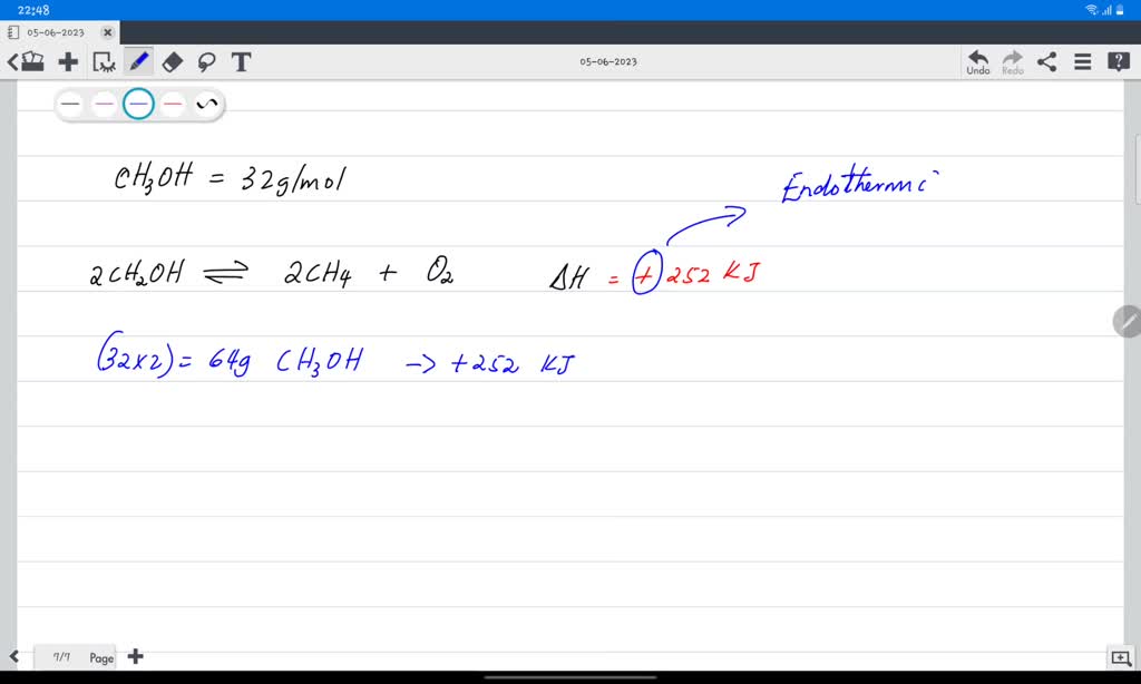 SOLVED: Consider the following reaction: 2CH3OH(g) â†’ 2CH4(g) + O2(g ...