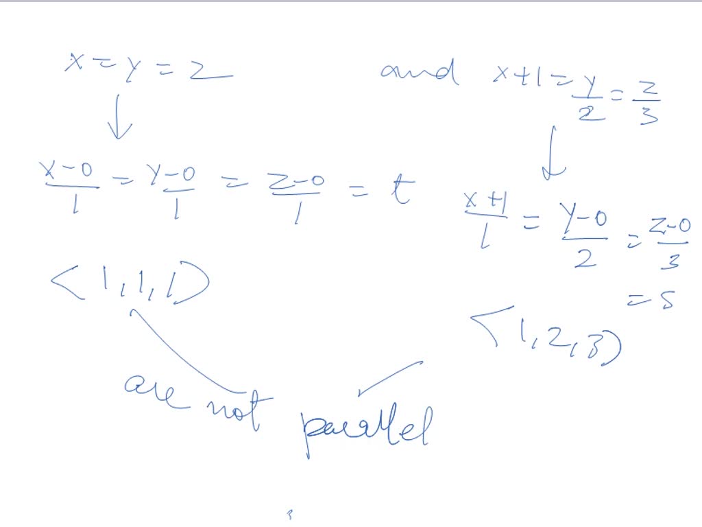 Solved 3 Skew Lines Are Lines That Are Not Parallel Yet Do Not Intersect As Shown In The