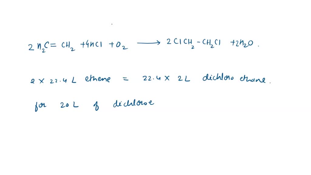 SOLVED: Balance the following equation: H2C=CH2 + HCl + O2 â†’ ClCH2 ...
