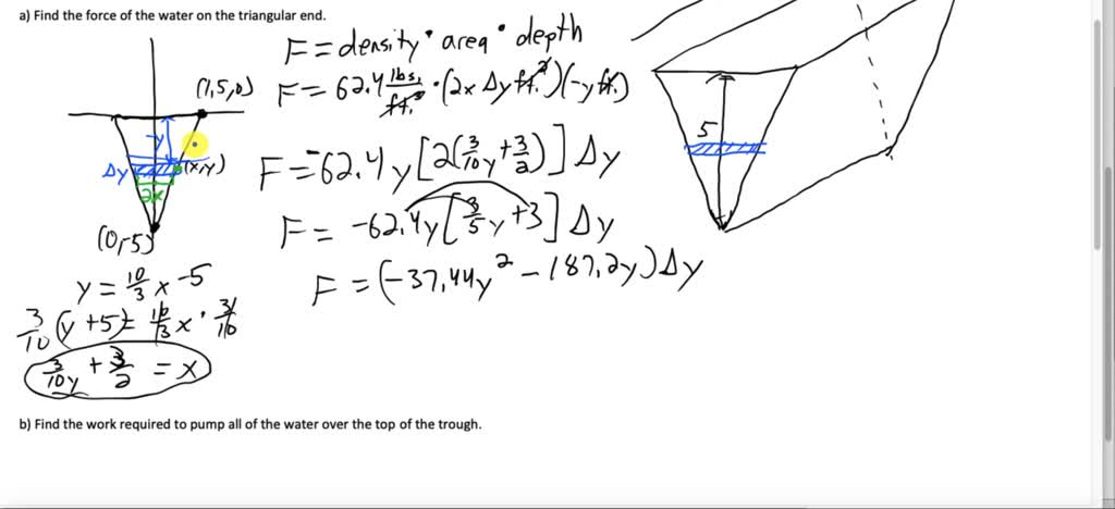 SOLVED: The trough in the figure below has width W = 3 ft, length L ...