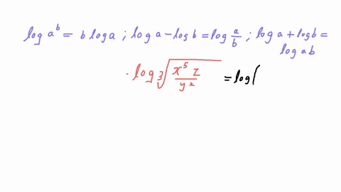 Use the properties of logarithms to expand log(y^2x).Each logarithm ...