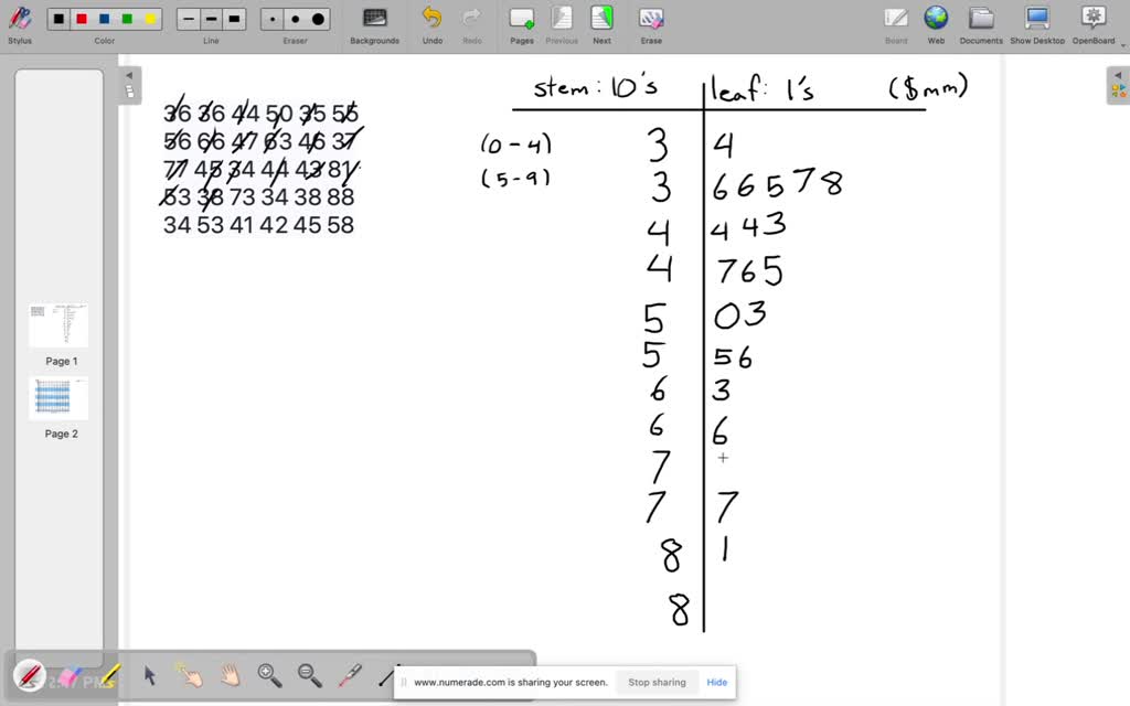 Solved Use A Stem And Leaf Plot That Has Two Rows For Each Stem To 9135