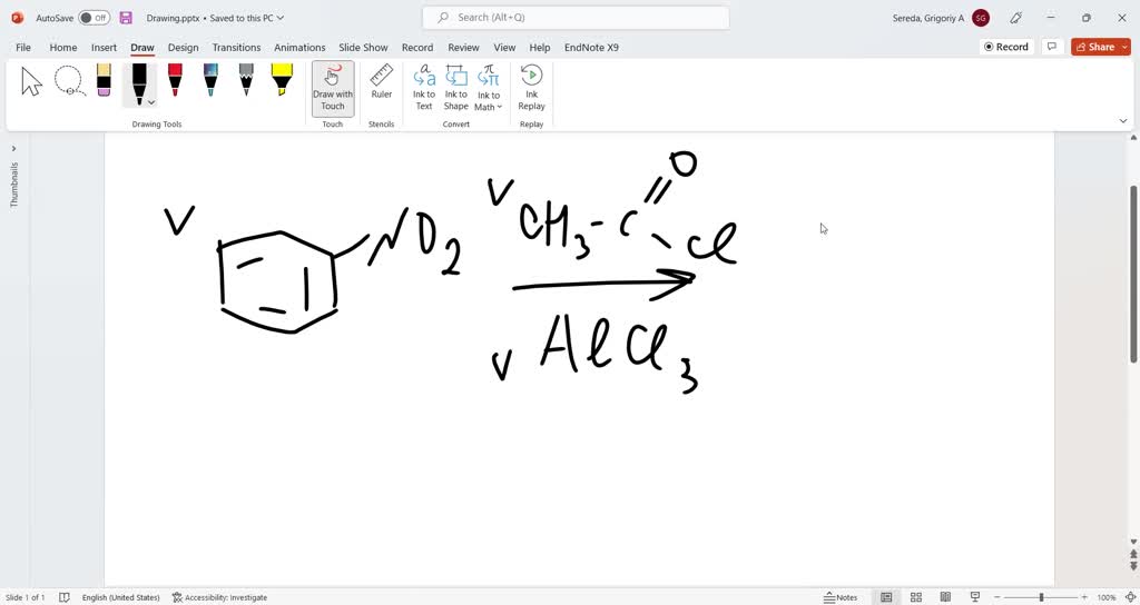 SOLVED: Nitrobenzene reacts with acetyl chloride in the presence of ...