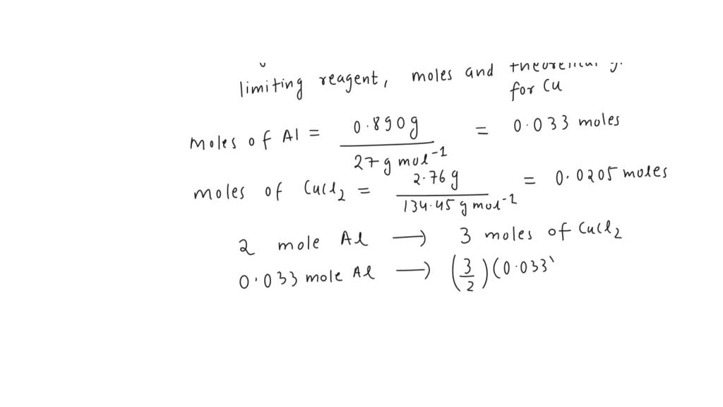SOLVED: Determine the limiting reagent and theoretical yield for Cu ...