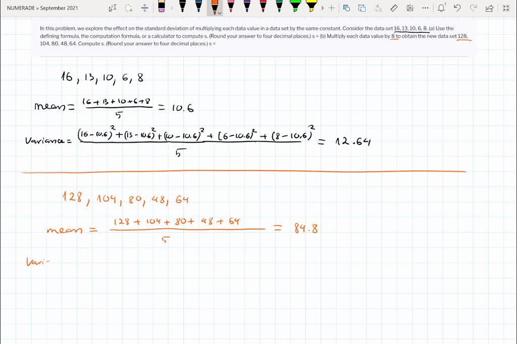 SOLVED: In this problem, we explore the effect on the standard ...