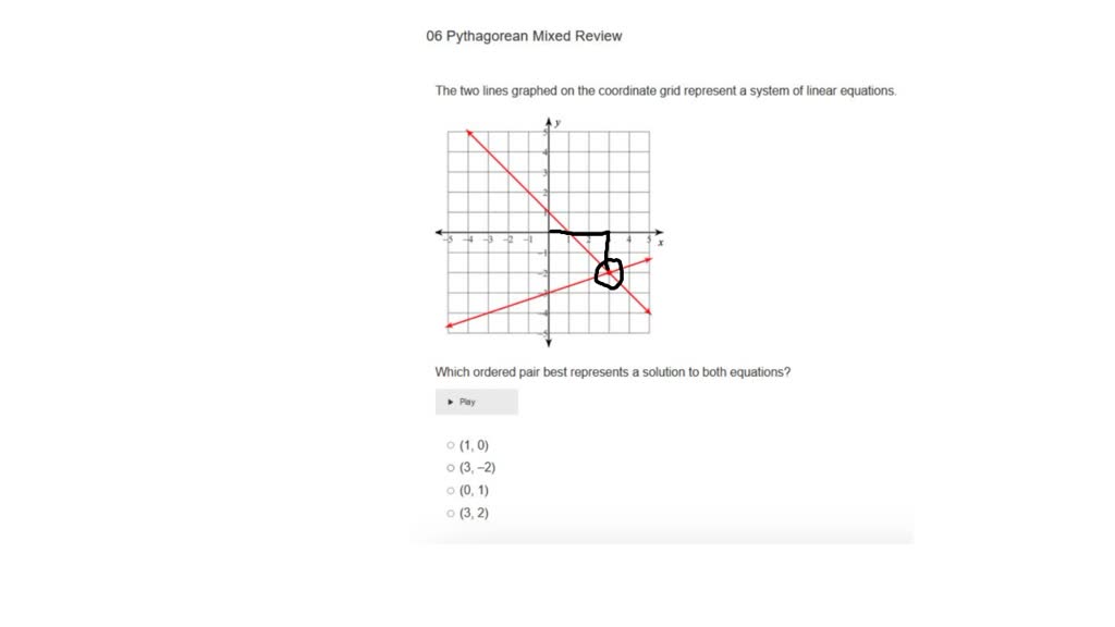 SOLVED: 06 Pythagorean Mixed Review The two lines graphed on the coordinate grid represent a ...
