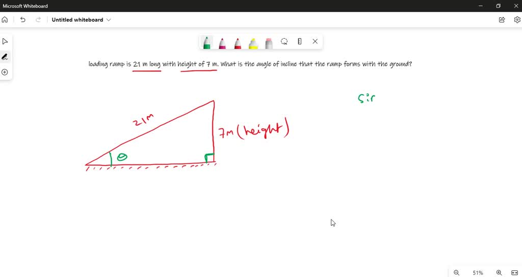 SOLVED: "'loading ramp is 21 m long with height of 7 m. What is the ...