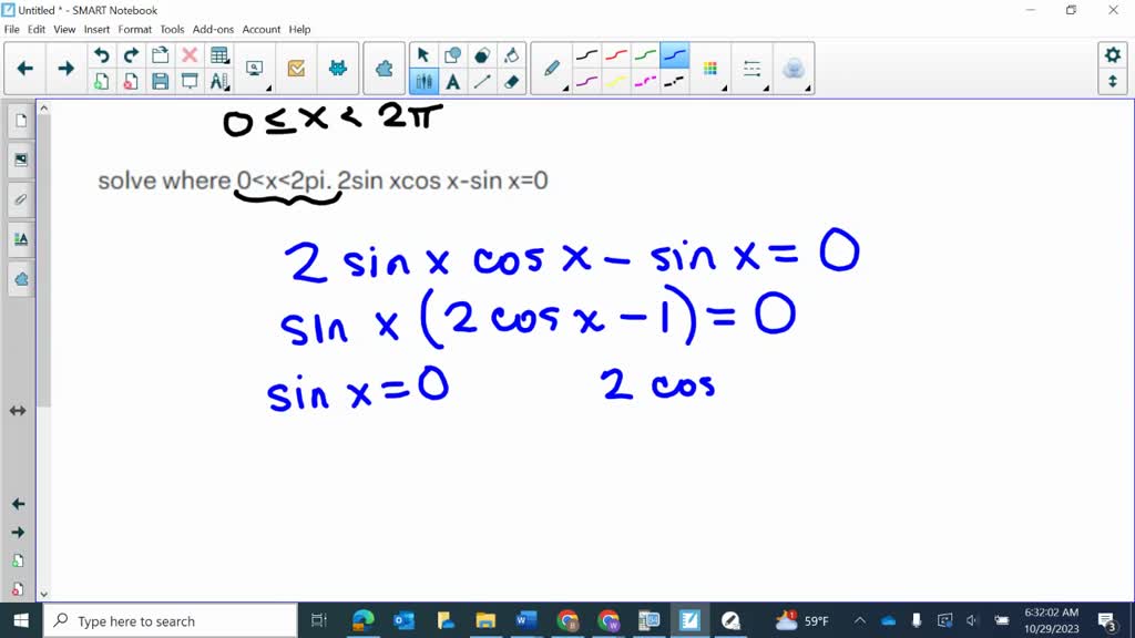 SOLVED: solve where 0