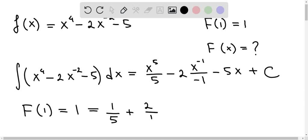 SOLVED: For the function f, given below, find the antiderivative F that satisfies F(1) = 1. f(x ...