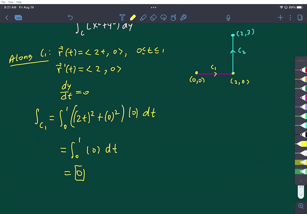 SOLVED: Find the line integral along the path C shown in the figure on ...