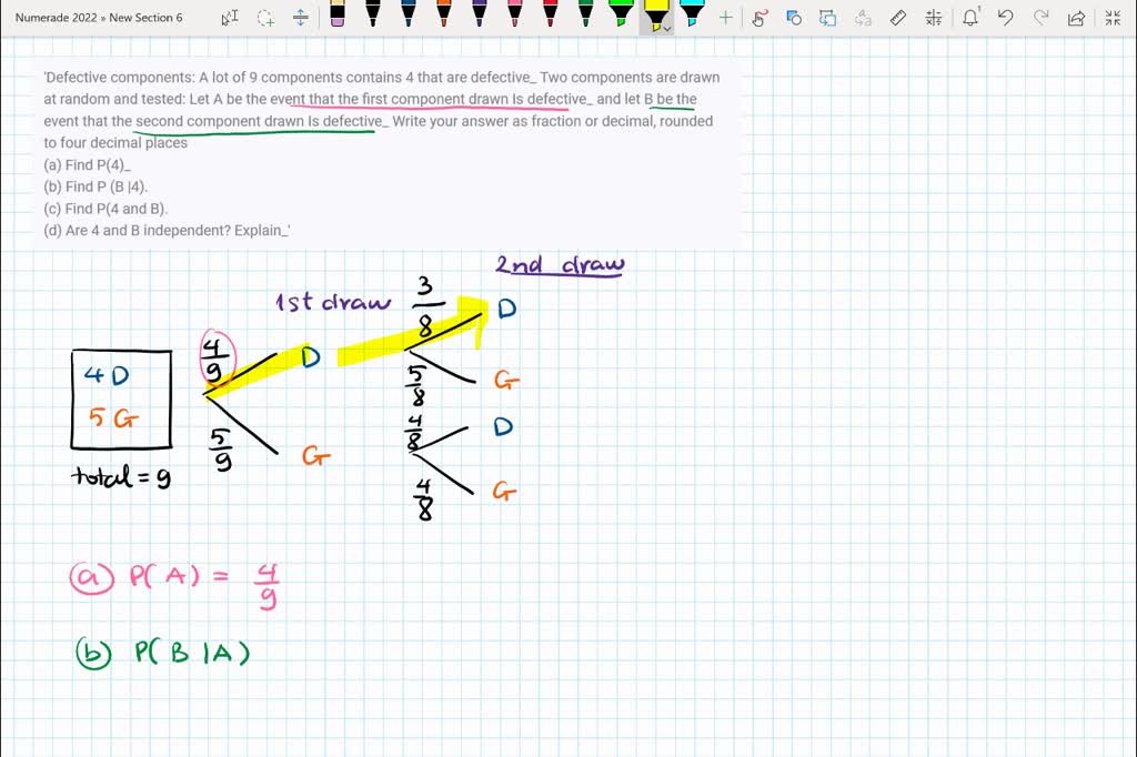 SOLVED: 'Defective components: A lot of 9 components contains 4 that ...