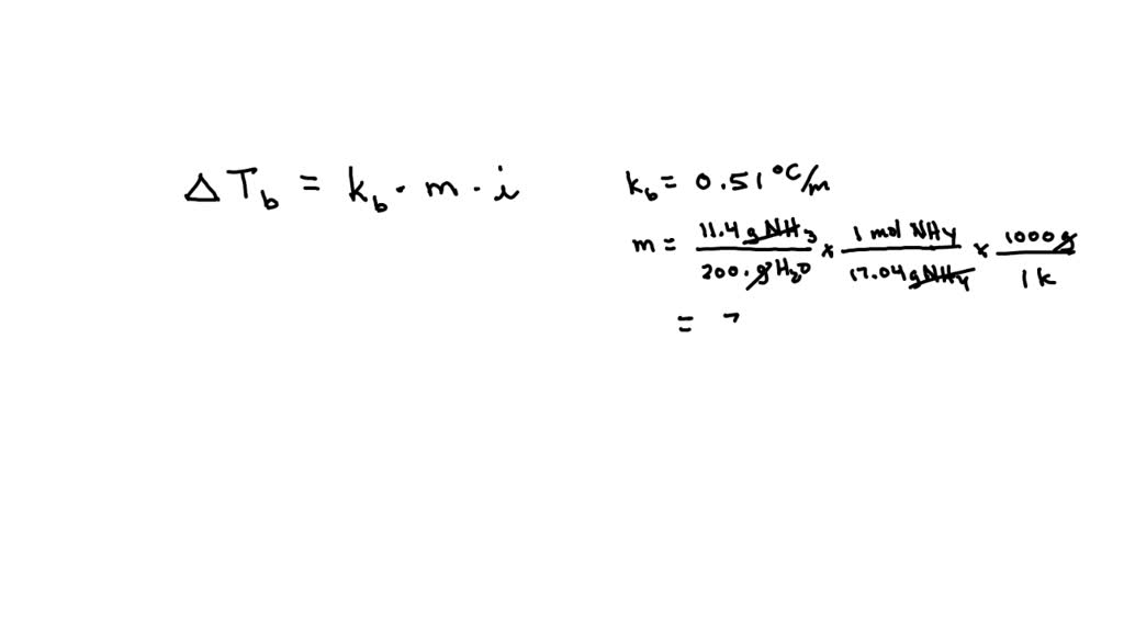 SOLVED: "What is the boiling point elevation when 11.4 g of ammonia ...