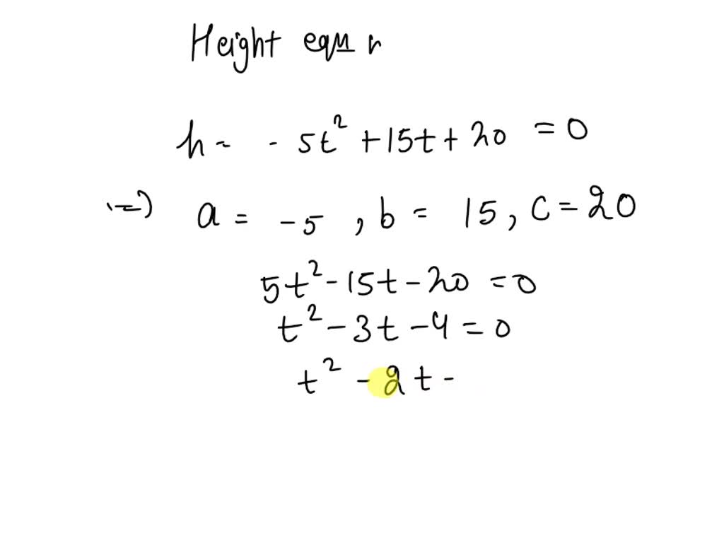 A stuntman jumping off a 20-m-High building is modeled by the equation ...