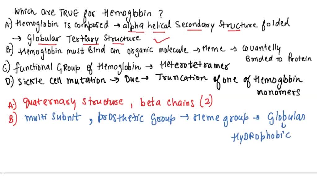 SOLVED: 1.2 Mammalian (and human) red blood cells contain a large ...