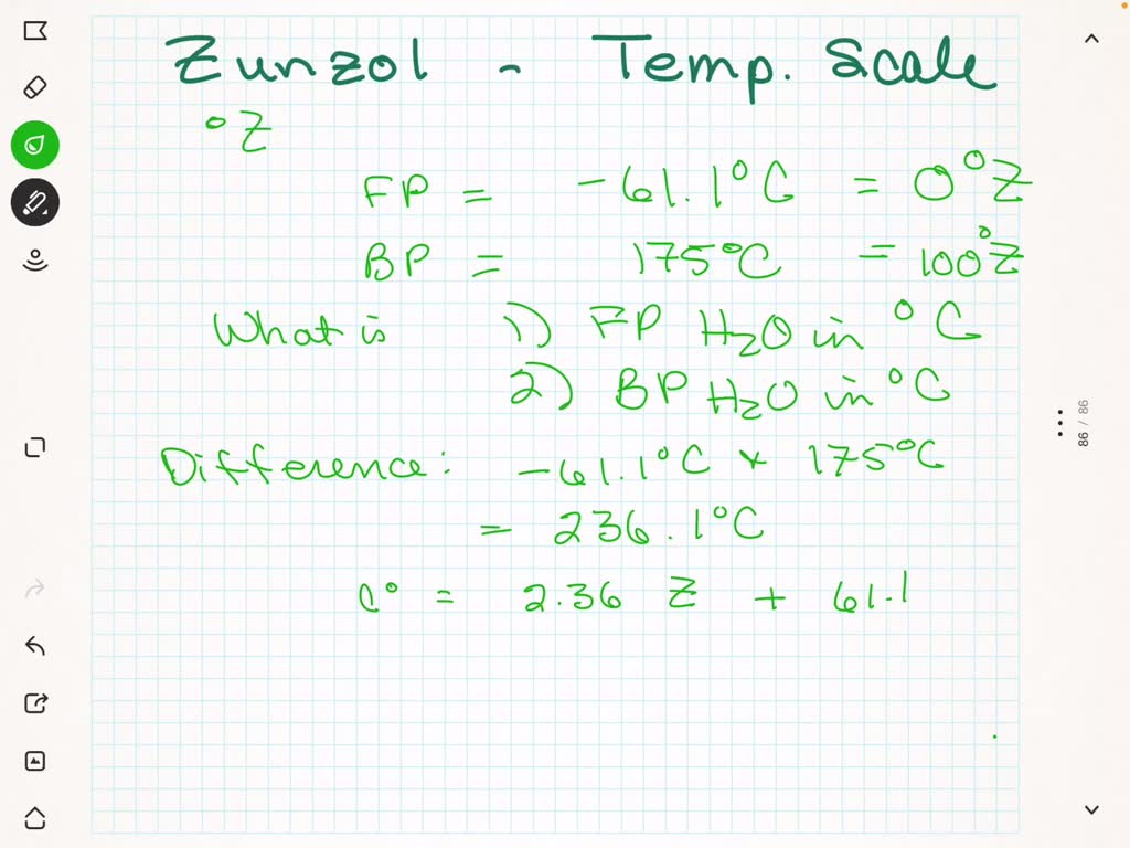 SOLVED: A new linear temperature scale, degrees Zunzol (âˆ˜Z), is based ...