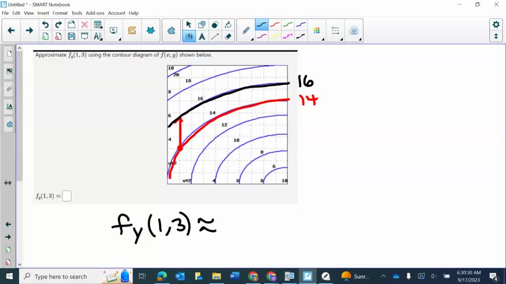 Approximate fy(1,3) using the contour diagram of f(x, y) shown below ... Approximate fy(1,3) using the contour diagram of f(x, y) shown below ...